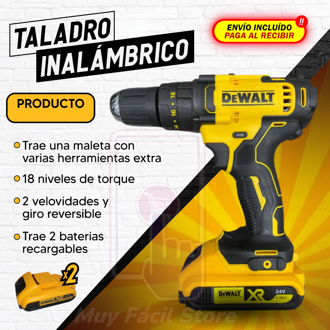 TALADRO PROFESIONAL 3/8 DEWALT CON DOS BATERIAS – Muy Facil Store MX2